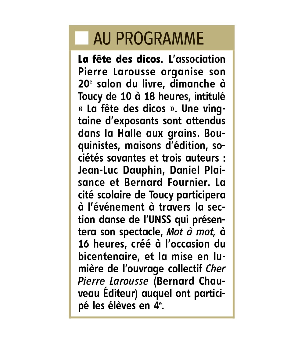Cher Pierre Larousse à la Fête des dicos